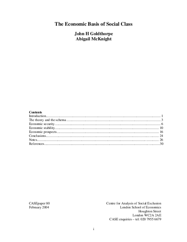 (PDF) The economic basis of social class