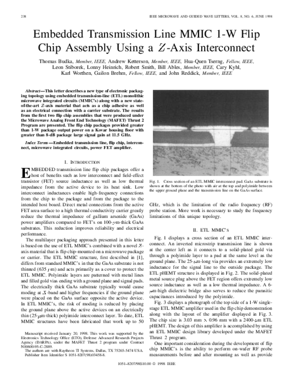 (PDF) Embedded transmission line MMIC 1-W flip chip assembly using a Z ...