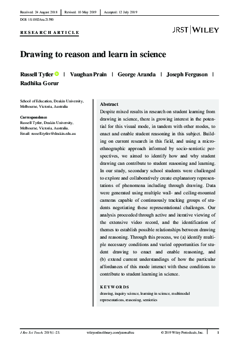 (PDF) Drawing to reason and learn in science