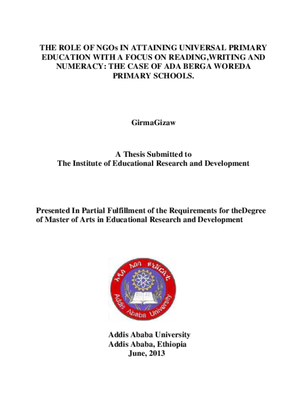 (PDF) The Role of Ngos In Attaining Universal Primary Education With a ...