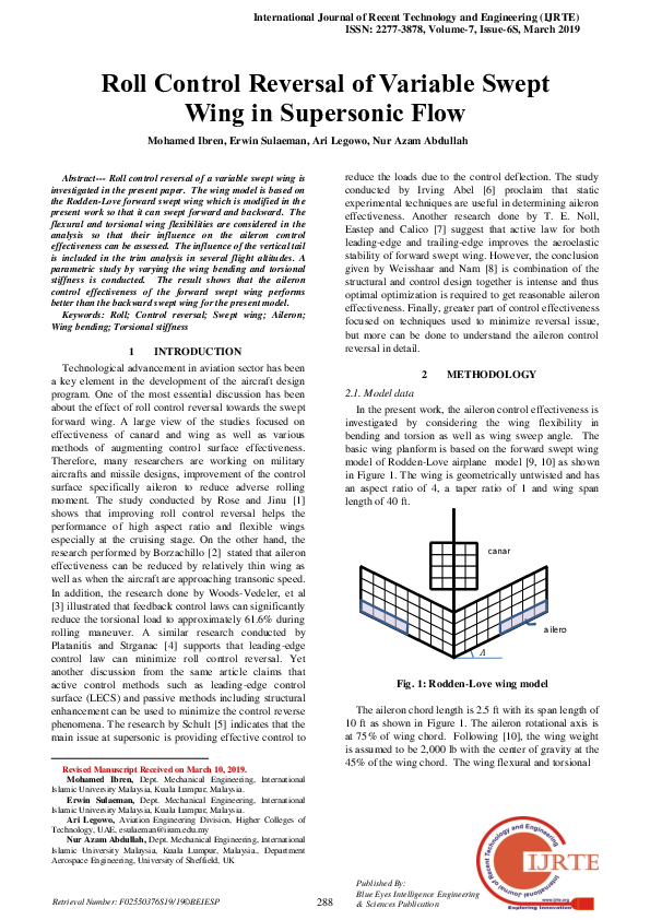 (PDF) Roll control reversal of variable swept wing in supersonic flow