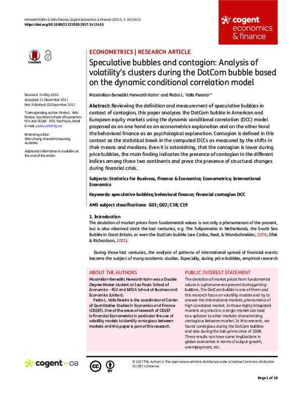 (PDF) Speculative Bubbles and Contagion: Analysis of Volatility's ...