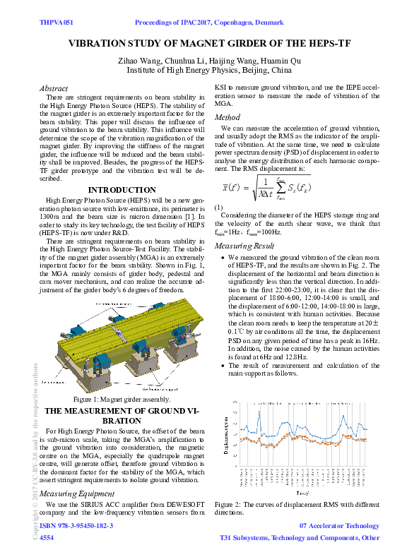 (PDF) Vibration Study of Magnet Girder of the HEPS-TF