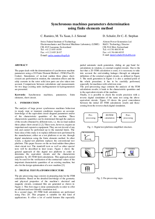 (PDF) Synchronous machines parameters determination using finite elements method