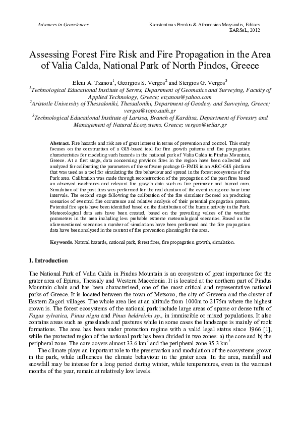 (PDF) Assessing forest fire risk and fire propagation in the area of ...