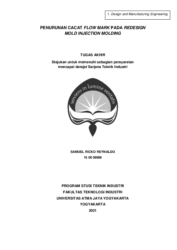 (PDF) Penurunan Cacat Flow Mark Pada Redesign Mold Injection Molding