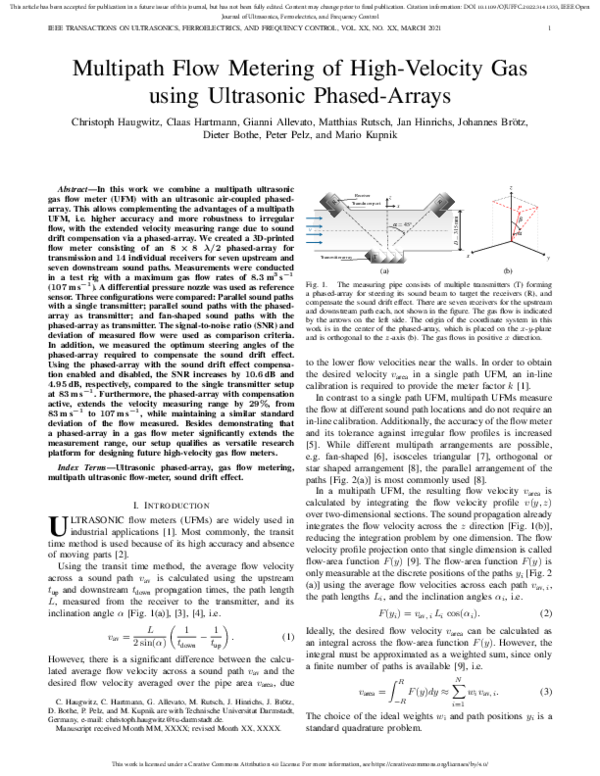 (PDF) Multipath Flow Metering of High-Velocity Gas using Ultrasonic ...
