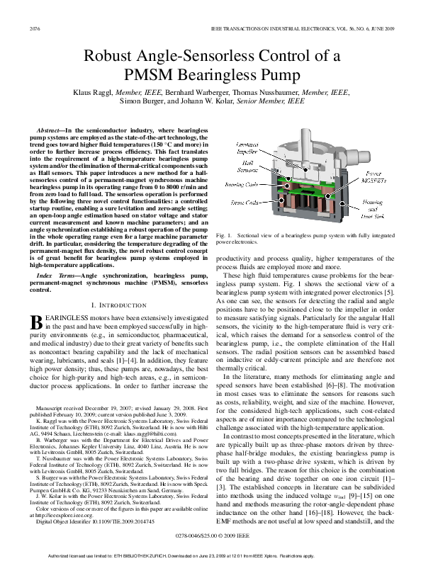 (PDF) Robust Angle-Sensorless Control of a PMSM Bearingless Pump