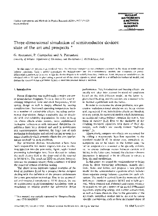 (PDF) Three-dimensional simulation of semiconductor devices: state of the art and prospects