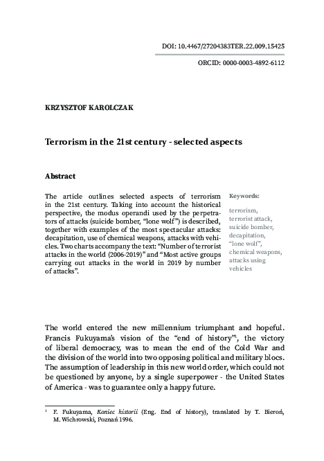 (PDF) Terrorism in the 21st century - selected aspects