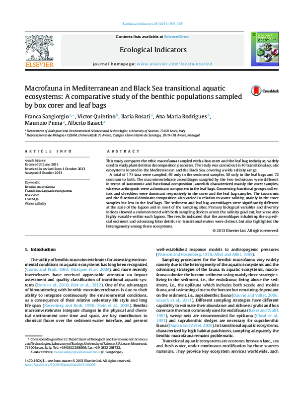 (PDF) Macrofauna in Mediterranean and Black Sea transitional aquatic ...