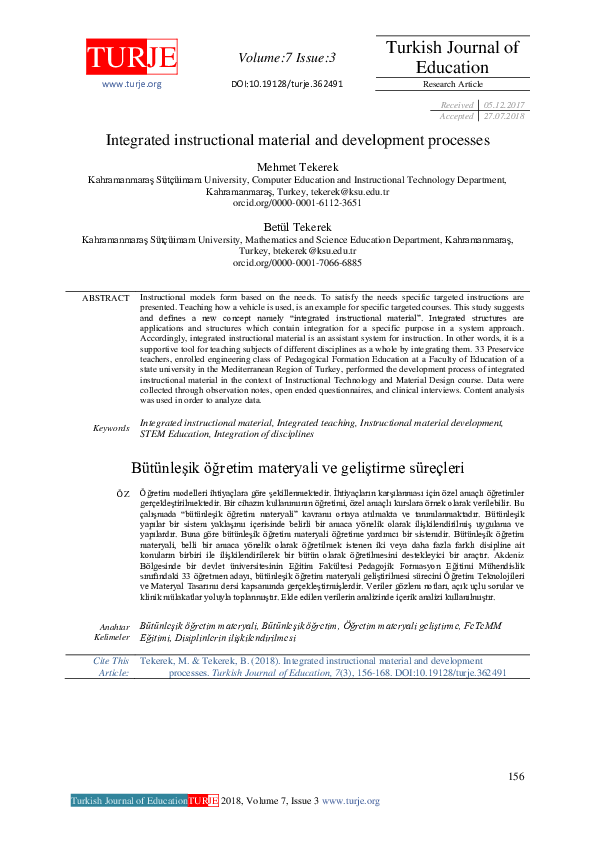 (PDF) Integrated instructional material and development processes