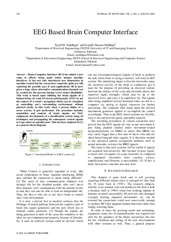 (PDF) EEG Based Brain Computer Interface | laraib siddiqui - Academia.edu