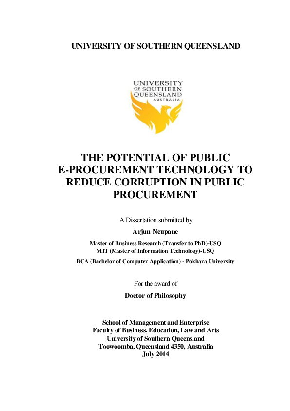 (PDF) The potential of public e-procurement technology to reduce corruption in public procurement