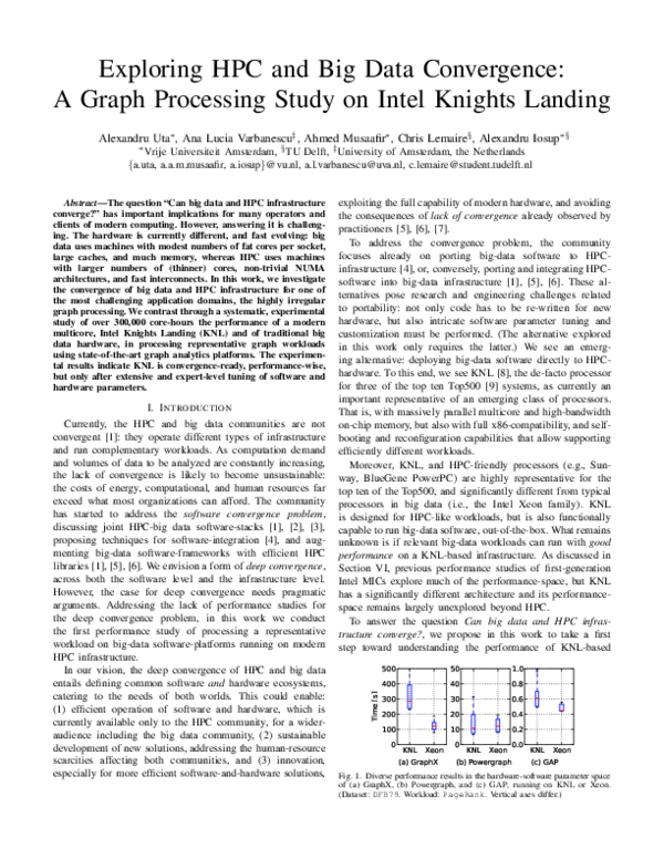 (PDF) Exploring HPC and Big Data Convergence: A Graph Processing Study on Intel Knights Landing