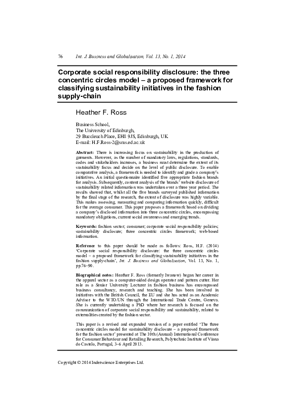 (PDF) Corporate social responsibility disclosure: the three concentric ...