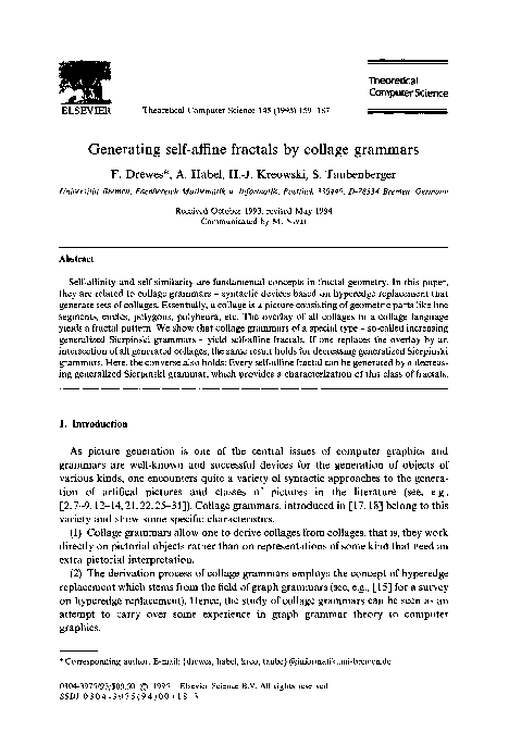 Pdf Generating Self Affine Fractals By Collage Grammars H Kreowski