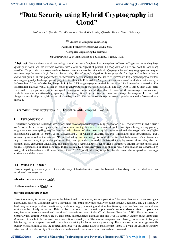 (PDF) Data Security using Hybrid Cryptography in Cloud