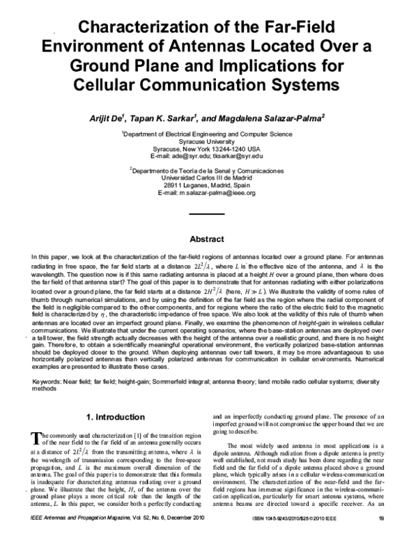 (PDF) Characterization of the Far-Field Environment of Antennas Located ...