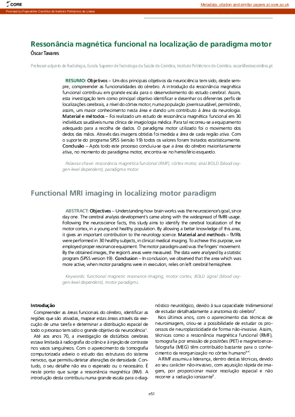 (PDF) Functional MRI imaging in localizing motor paradigm