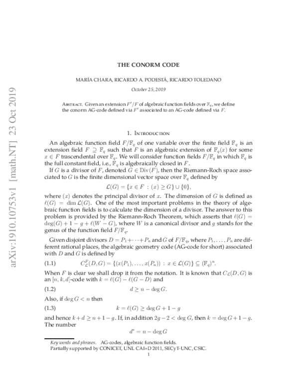 (PDF) The conorm code