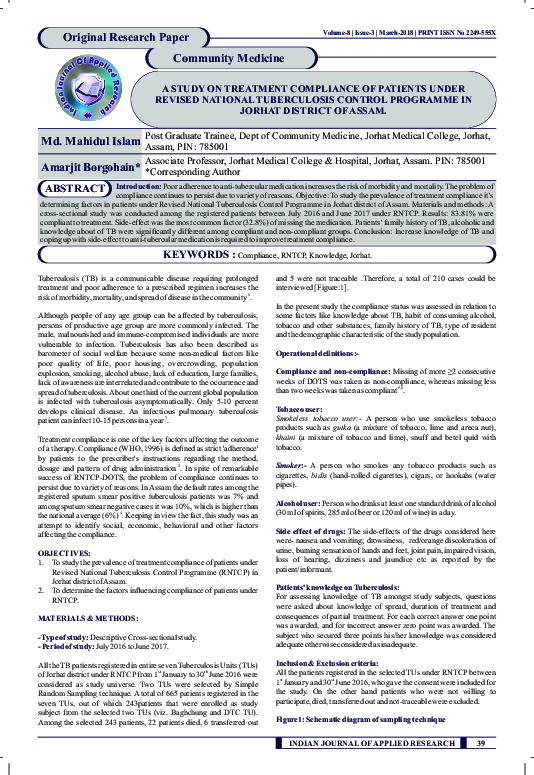 (PDF) A Study on Treatment Compliance of Patients Under Revised ...