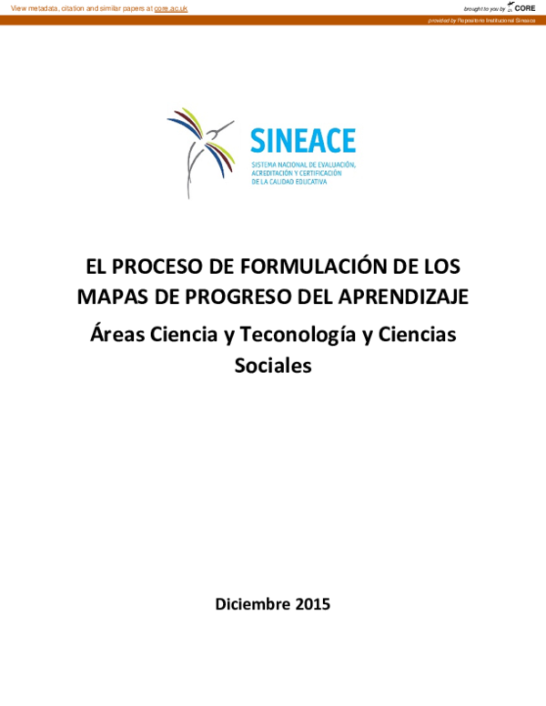(PDF) Formulación de los mapas de progreso del aprendizaje Áreas Ciencia y Tecnología y Ciencias ...