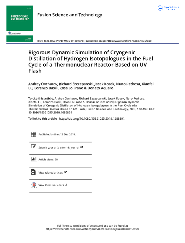 (PDF) Rigorous Dynamic Simulation of Cryogenic Distillation of Hydrogen ...