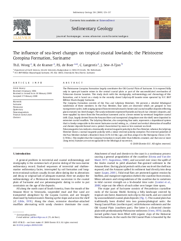 (PDF) The influence of sea-level changes on tropical coastal lowlands ...