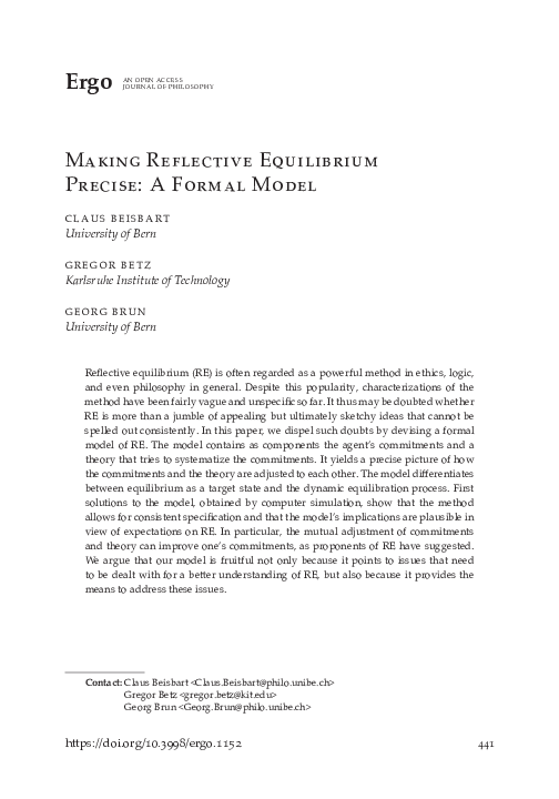 (PDF) Making Reflective Equlibrium Precise: A Formal Model