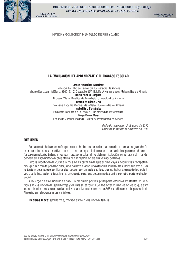 (PDF) La Evaluación Del Aprendizaje y El Fracaso Escolar