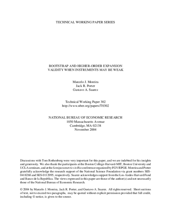 Pdf Bootstrap And Higher Order Expansion Validity When Instruments