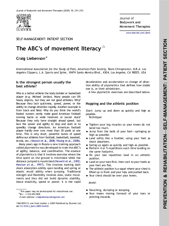 (PDF) The ABC's of movement literacy