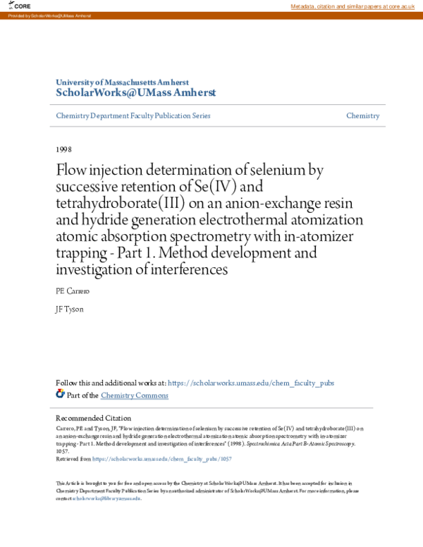 (PDF) Flow injection determination of selenium by successive retention ...