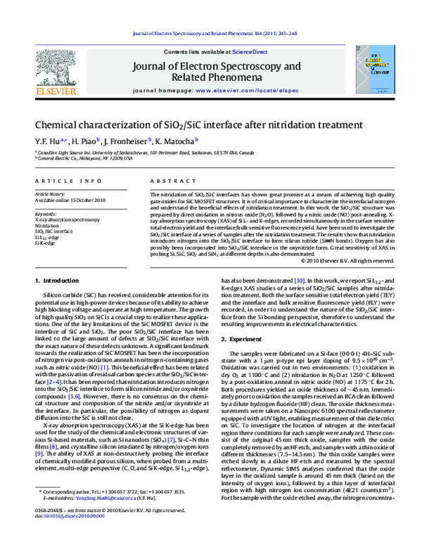 (PDF) Chemical characterization of SiO2/SiC interface after nitridation ...