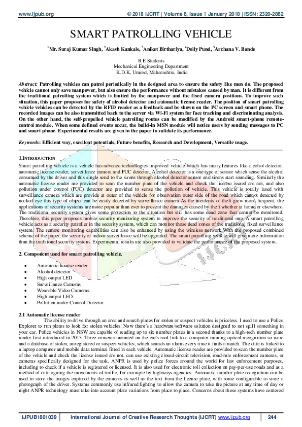 (PDF) Smart Patrolling Vehicle