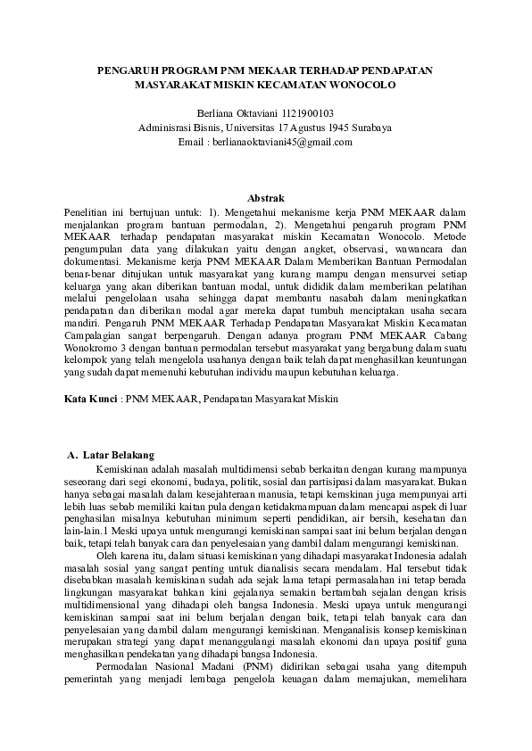 (PDF) PENGARUH PROGRAM PNM MEKAAR TERHADAP PENDAPATAN MASYARAKAT MISKIN ...