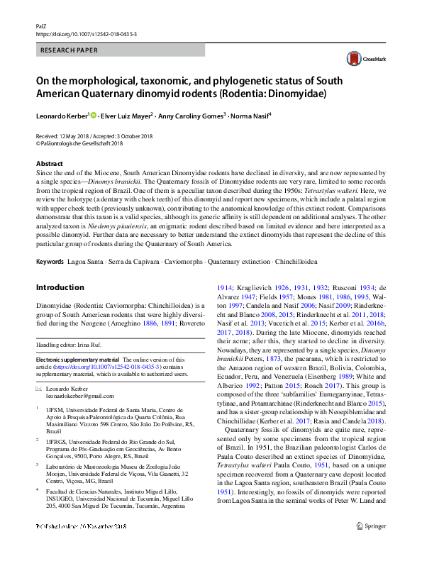 (PDF) On the morphological, taxonomic, and phylogenetic status of South ...