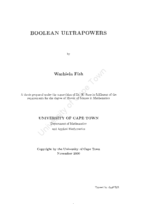(PDF) Boolean ultrapowers