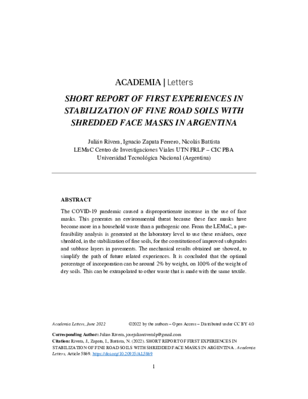 (PDF) SHORT REPORT OF FIRST EXPERIENCES IN STABILIZATION OF FINE ROAD ...