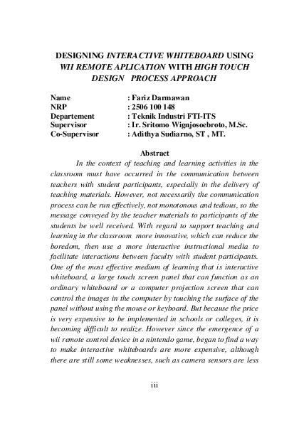 (PDF) Interactive Whiteboard with Wii Remote Design
