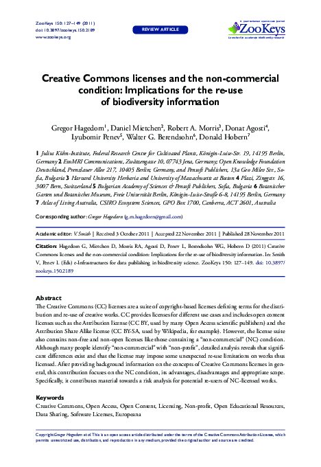 (PDF) Creative Commons licenses and the non-commercial condition ...