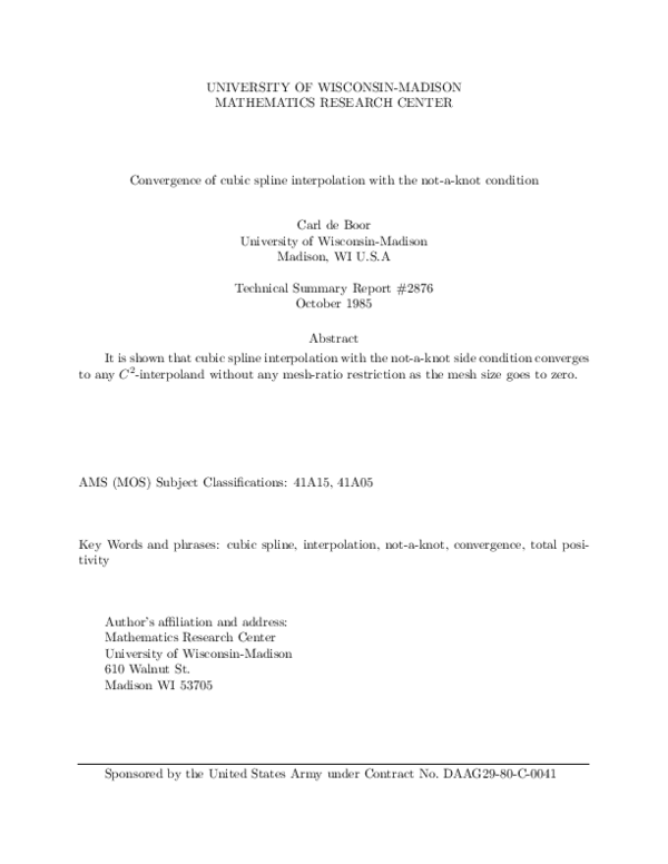 (PDF) Convergence of cubic spline interpolation with the not-a-knot ...