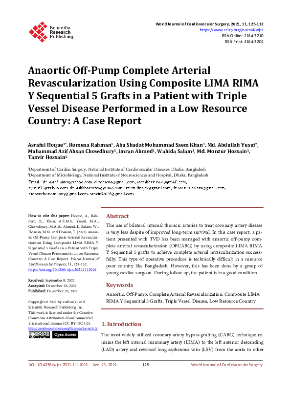 (PDF) Anaortic Off-Pump Complete Arterial Revascularization Using ...