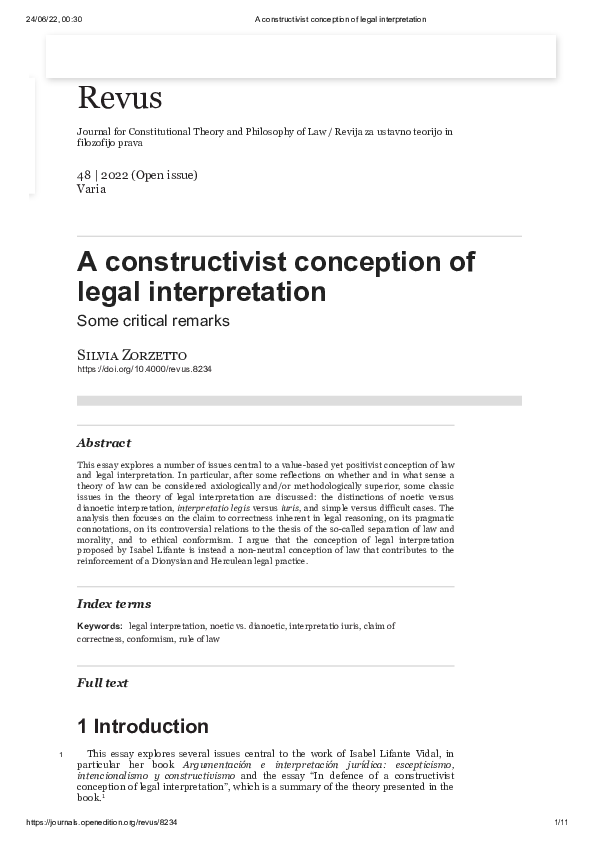 (PDF) A constructivist conception of legal interpretation