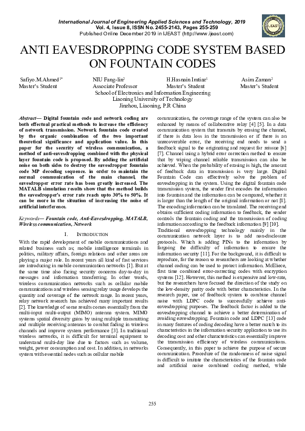 (PDF) Eavesdropping Prevention with Fountain Codes