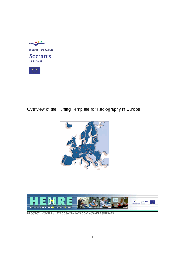 (PDF) Overview of the tuning template for radiography in Europe