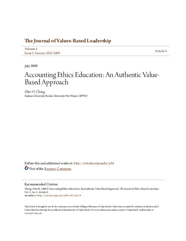 (PDF) Values-Based Approach to Accounting Ethics