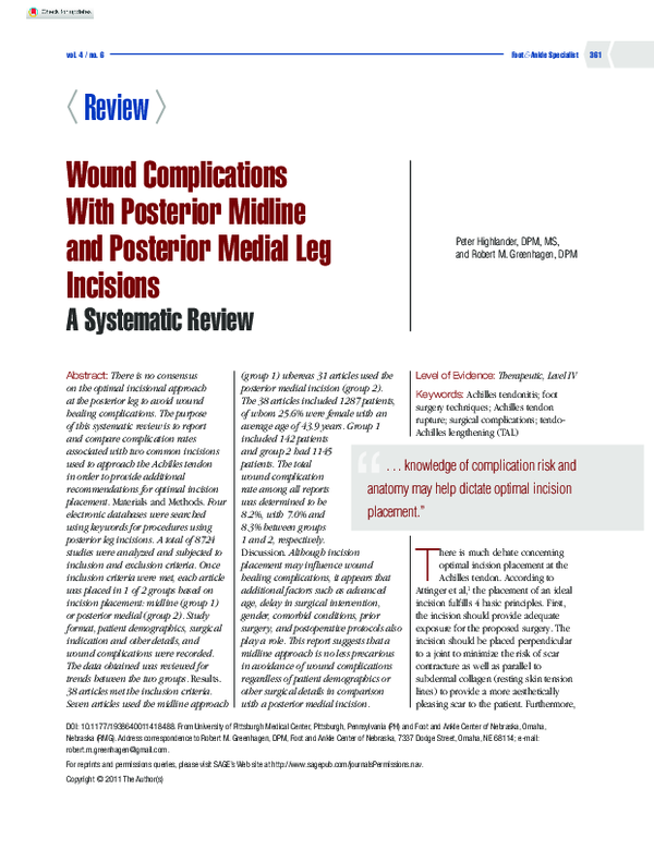 (PDF) Wound Complications With Posterior Midline and Posterior Medial ...
