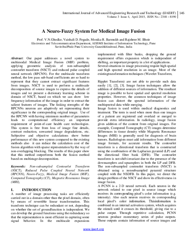 (PDF) A Neuro-Fuzzy System for Medical Image Fusion